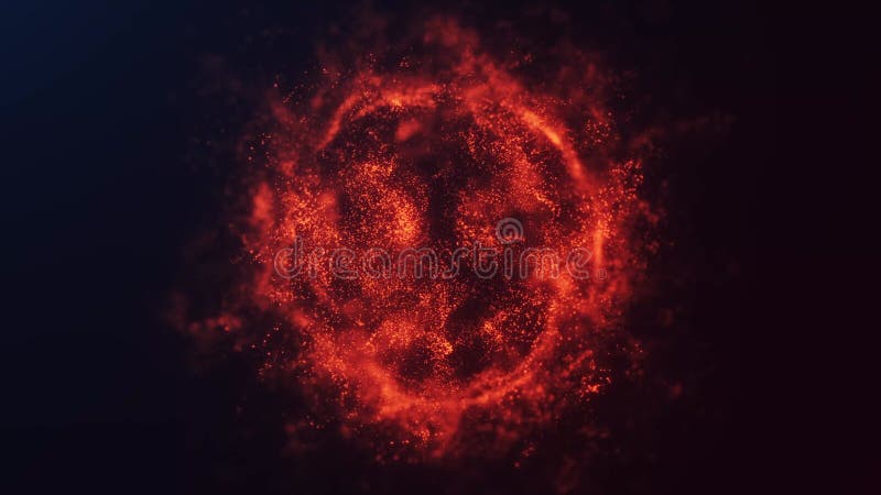 Red Glowing Flame of Bright Shining Flowing Particles of Energy on Dark ...