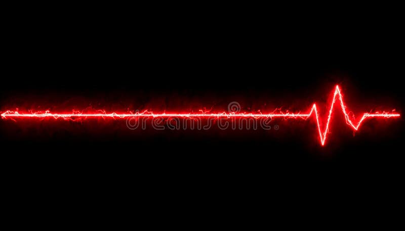 Red Glowing Heartbeat Pulse Line on Black Background Stock Illustration ...