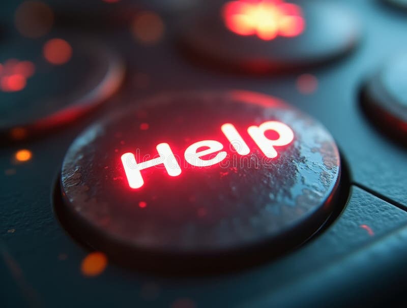 Red Glowing Help Button Showing Support and Assistance Stock ...