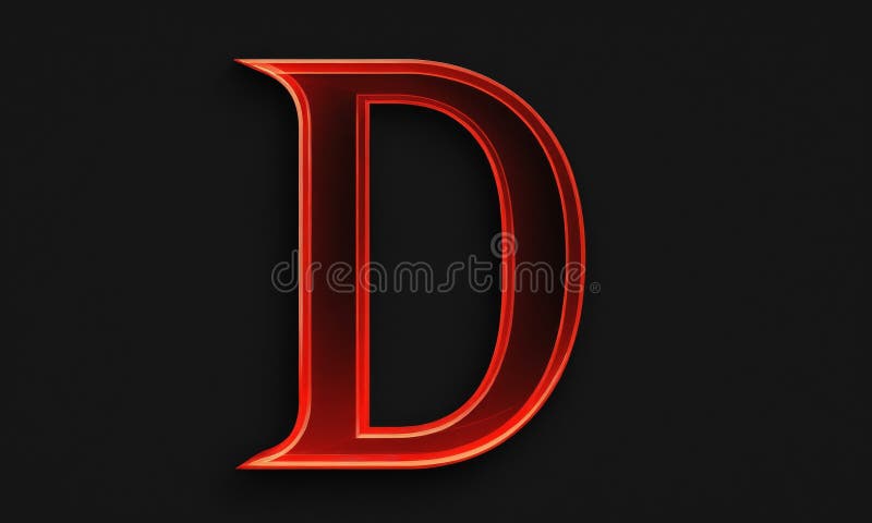 Red Glowing Letter D on Black Background Stock Illustration ...