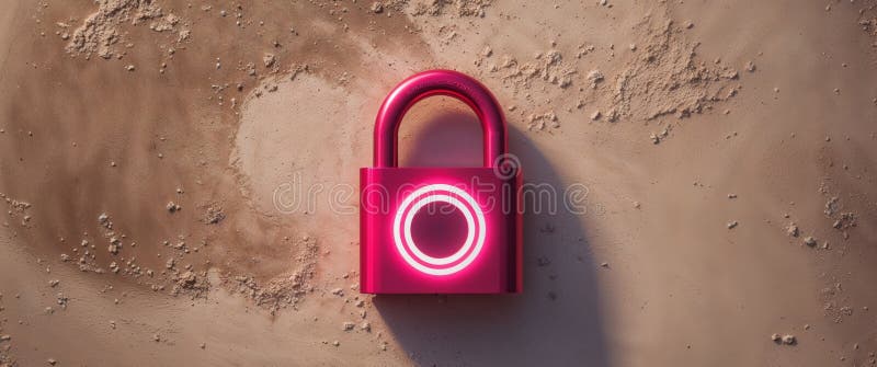 Red Glowing Padlock with Circle on Textured Background for Security ...