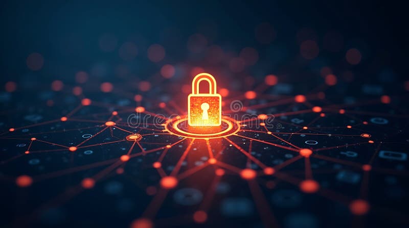 Red Glowing Padlock Symbolizing Cybersecurity and Secure Digital ...