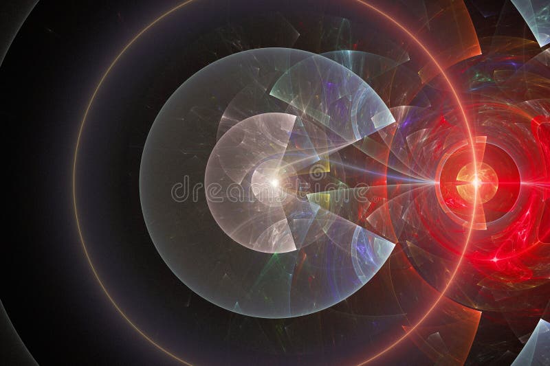 Red Glowing Pattern of Curved Shapes with a Circle on a Black ...