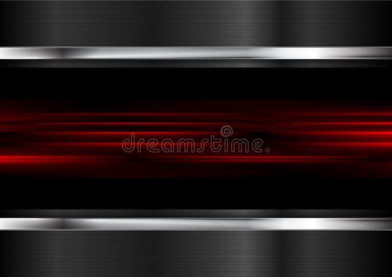 Red Glowing Stripes and Metallic Background Stock Vector - Illustration ...