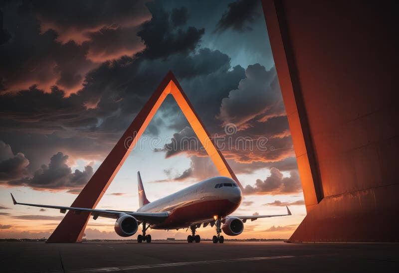 A Red Glowing Triangular Portal Stock Illustration - Illustration of ...