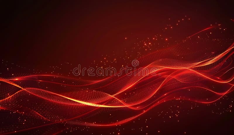 Red Glowing Wave Line with Particles on Dark Background - AI Generated ...