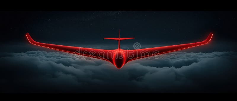 Red Glowing Wing of a Jet Plane in the Sky Stock Image - Image of white ...