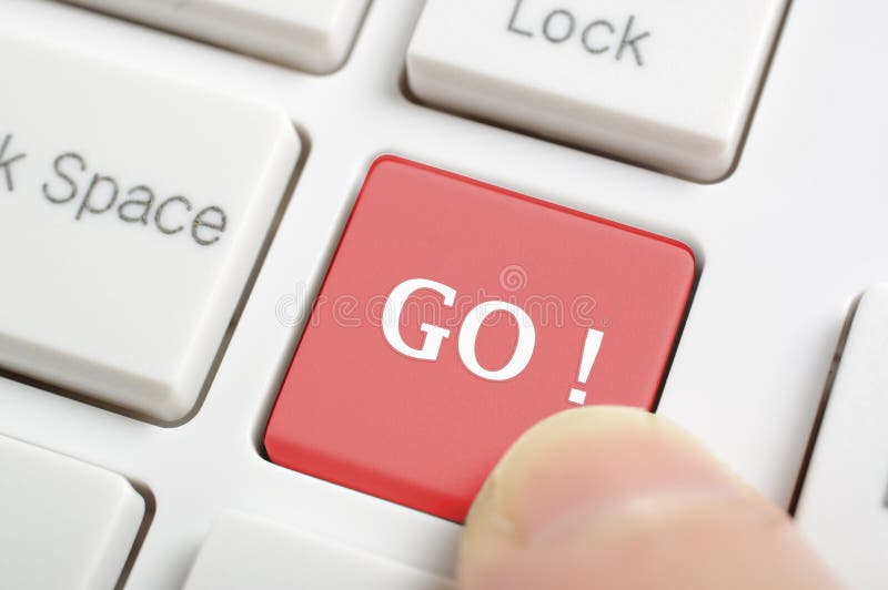 Red go key on keyboard stock image. Image of message - 94777289