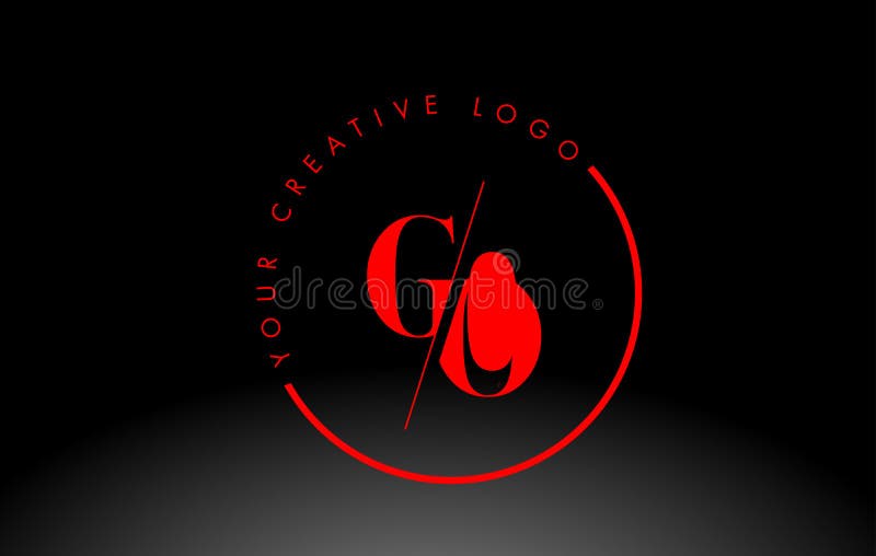 Red GO Serif Letter Logo Design with Creative Intersected Cut Stock ...