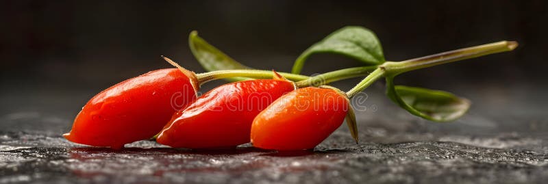 Red Goji Berries on Black Background, Still Life Illustration Stock ...