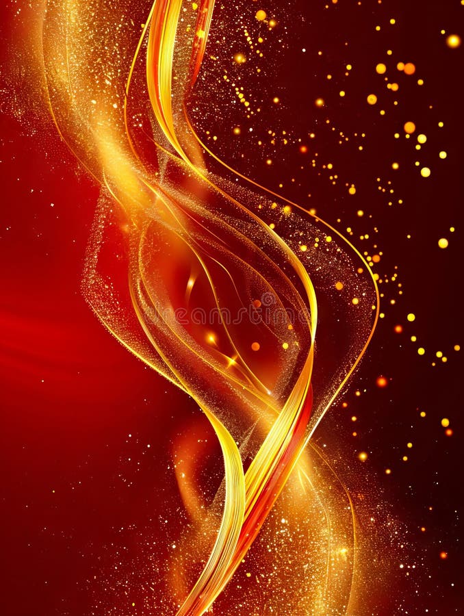 A Red and Gold Abstract Background with a Wavy Design Stock Image ...