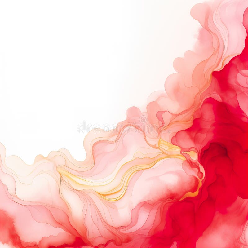 Red and Gold Abstract Watercolor Background, Paint Stains with Golden ...