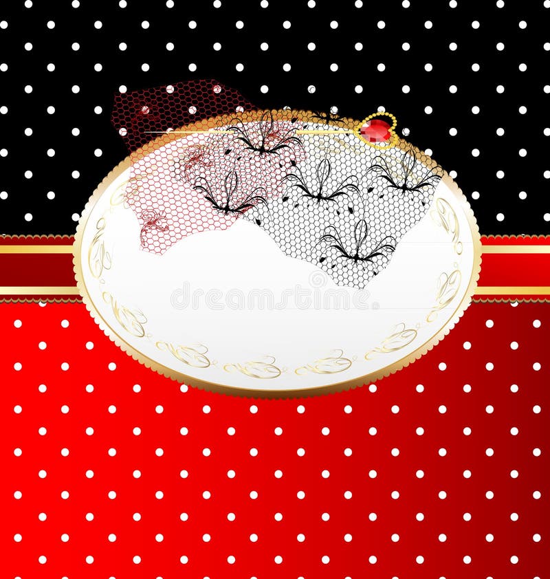 Red-gold Background with Lace and Jewelry Pin Stock Vector ...