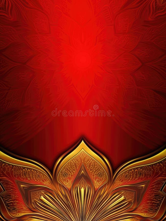 A Red and Gold Background with a Pattern of Stars and Lines, Generative ...
