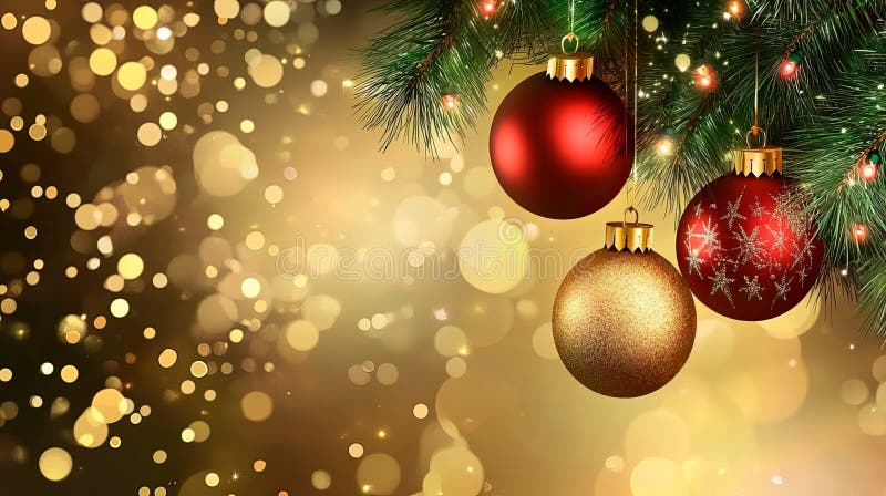 Red and Gold Balls on the Christmas Tree Stock Photo - Image of color ...