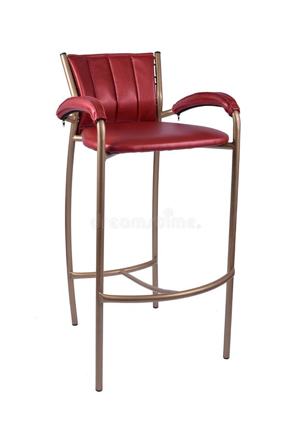 Red Gold Bar Stool Chair Isolated on White Stock Photo - Image of soft ...
