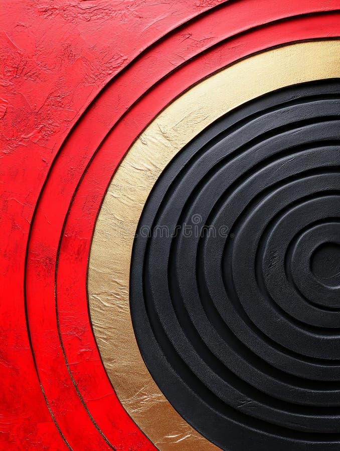 Red Gold Black Concentric Circles Abstract Art Concentric Circles Red ...
