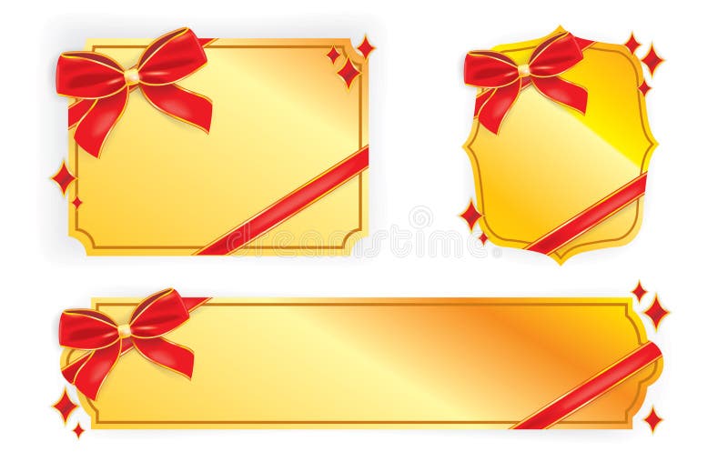 Red Gold Bow Ribbon Banner. Vector Gradient Banner Illustration Stock ...