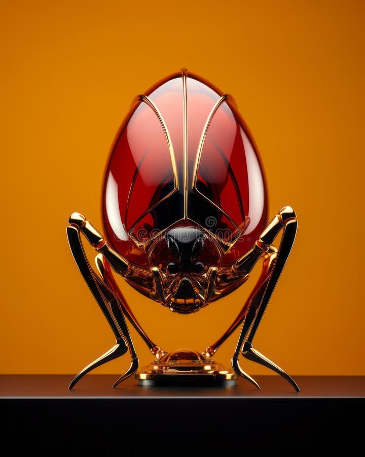 A Red and Gold Bug Sitting on Top of a Table Stock Illustration ...