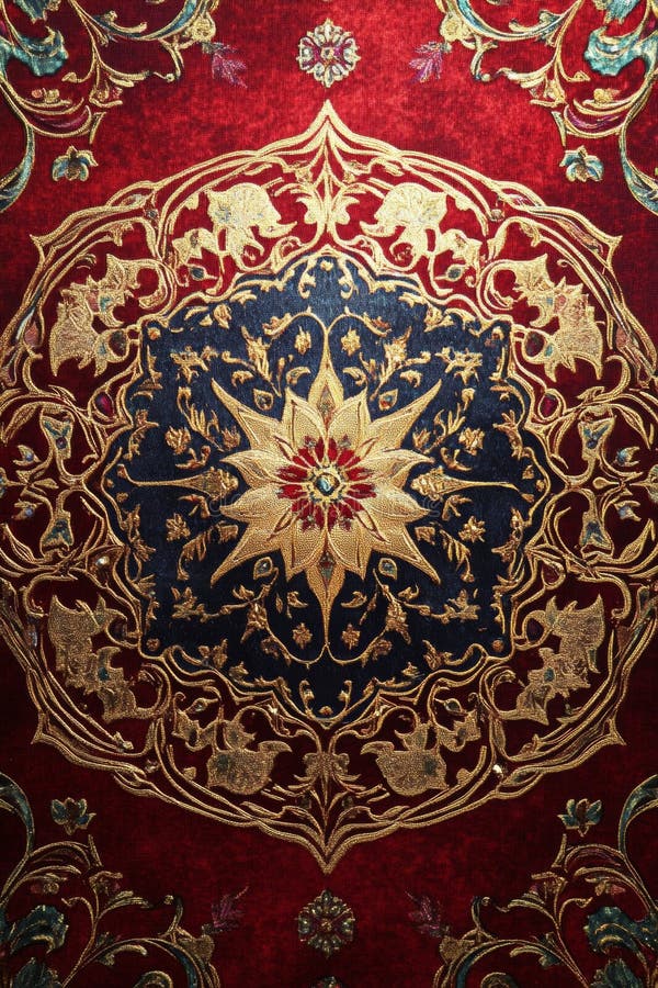 A Red and Gold Carpet with a Star in the Center Stock Illustration ...