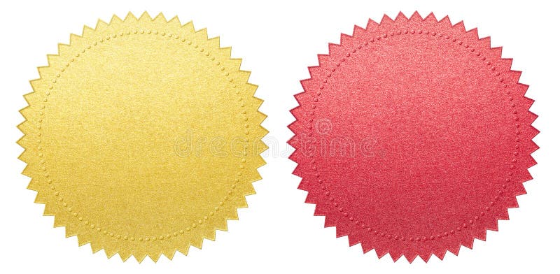 Red and Gold Certificate Paper Seals Set Isolated with Clipping Path ...