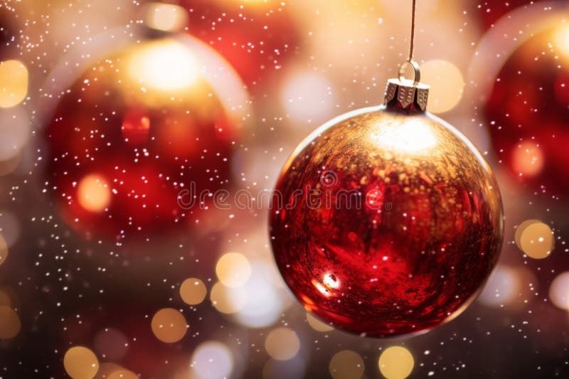 Red and Gold Christmas Baubles Hanging from a String Stock Illustration ...