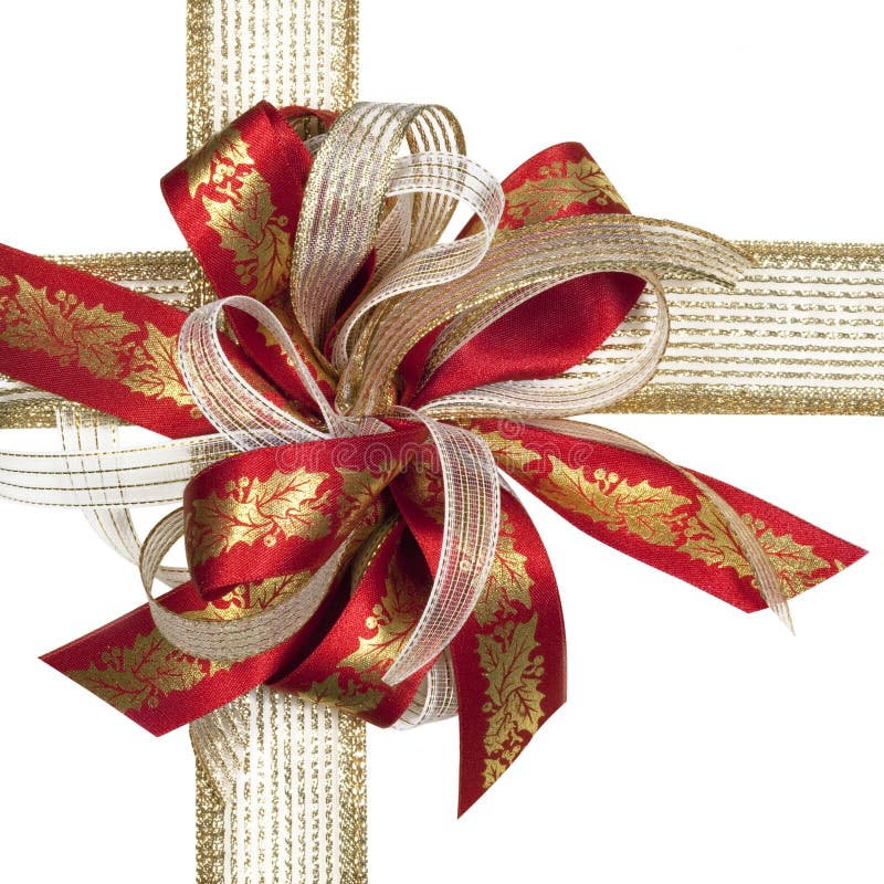 Red and Gold Christmas Bow stock image. Image of fancy - 10827695