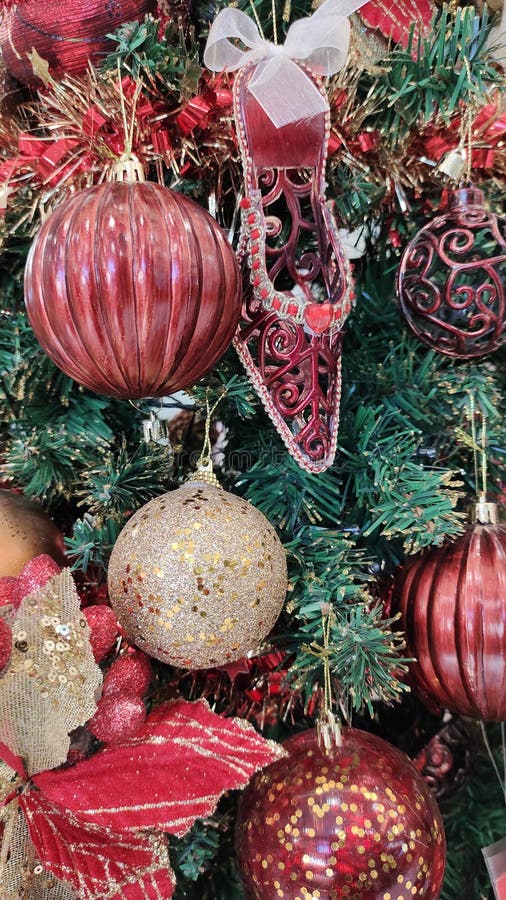 Red Gold Christmas Ornaments Stock Image - Image of produce, event ...