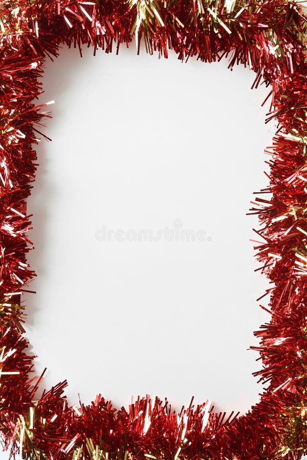 Red and Gold Christmas Tinsel Frame Border White High Quality Image ...