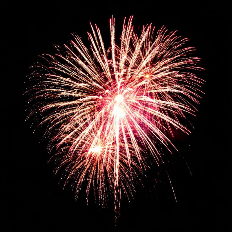 Red and Gold Fireworks Display at Night Stock Illustration ...