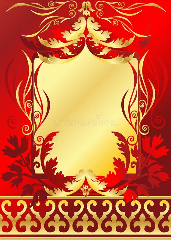 Red and gold frame stock vector. Illustration of greetings - 9794268