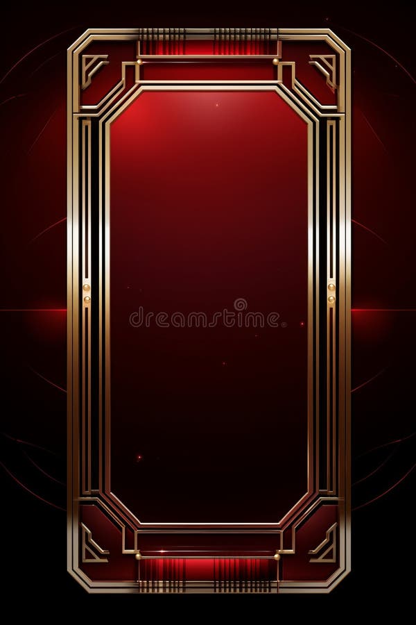 A Red and Gold Frame on a Black Background Stock Photo - Image of ...