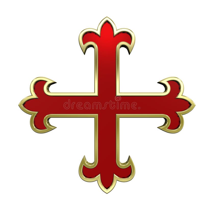 Red with Gold Frame Heraldic Cross Stock Illustration - Illustration of ...