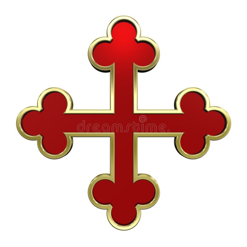 Red with Gold Frame Heraldic Cross Stock Illustration - Illustration of ...