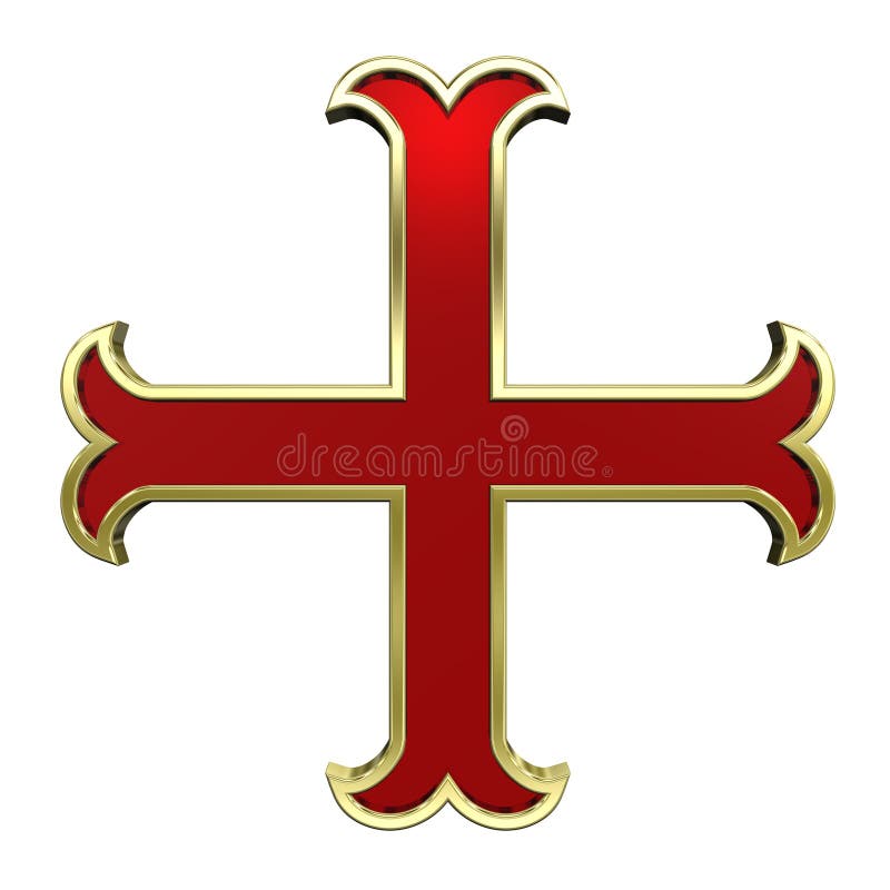 Red with Gold Frame Heraldic Cross Stock Illustration - Illustration of ...
