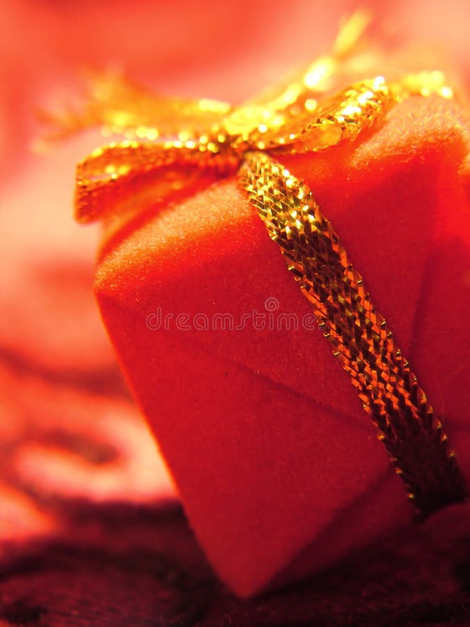 Red and Gold Gift stock photo. Image of closeup, surprise - 362386