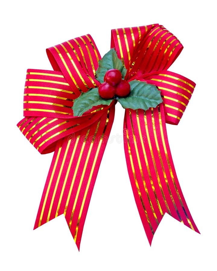 Red and Gold Gift Bow and Ribbon. Stock Photo - Image of frame, closeup ...