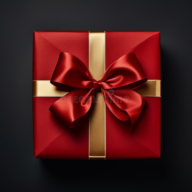 A Red and Gold Gift Box with a Bow Stock Photo - Image of greeting ...