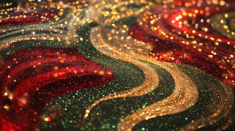 Red Gold Green Glitter Swirl Texture Background Stock Illustration ...