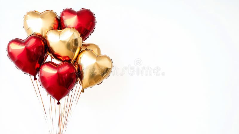 Red and Gold Heart Shaped Balloons Cluster Stock Illustration ...