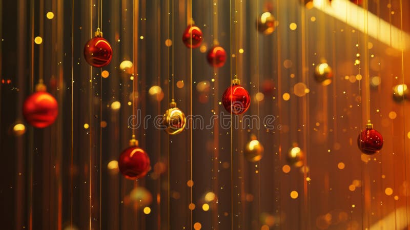 Red and Gold Holiday Baubles with Glowing Lights Stock Image - Image of ...