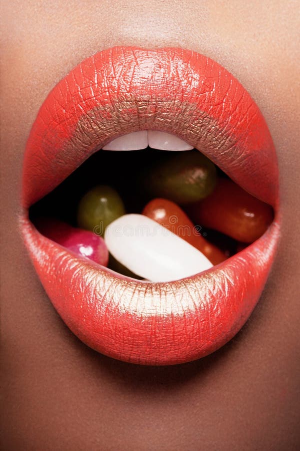 Red and Gold Lips stock image. Image of desire, girl - 16954041
