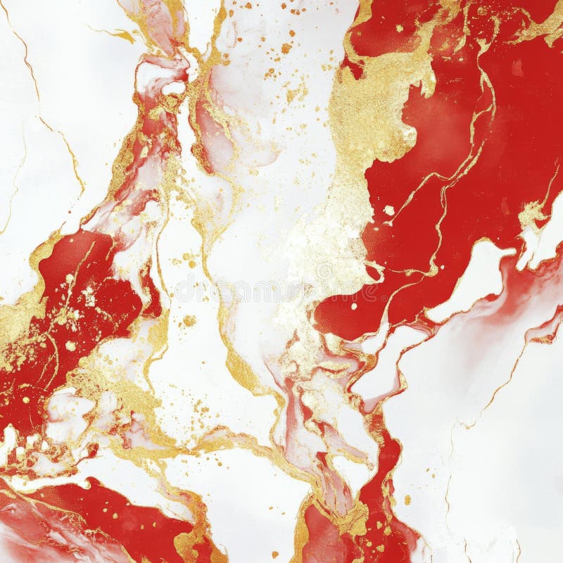 Red and Gold Marble Texture with Abstract Fluid Patterns and Elegant ...