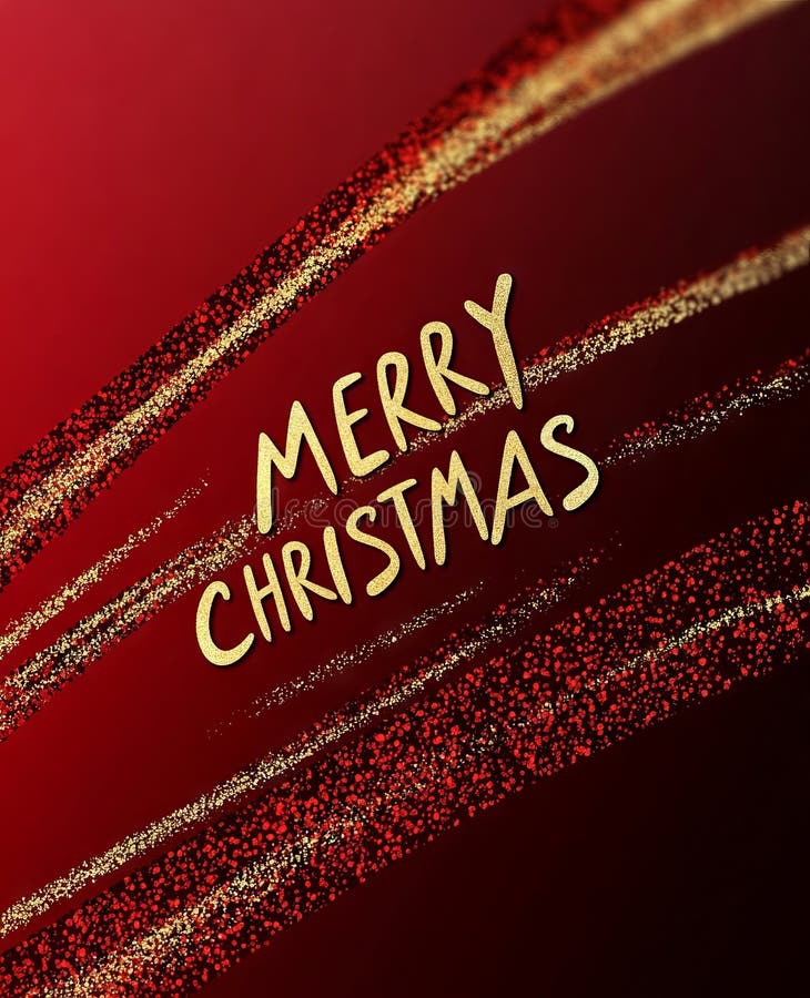 A Red and Gold Merry Christmas Card with the Words Merry Christmas ...