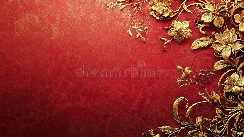 Red and Gold Ornate Floral Background with Glitter Texture Stock ...