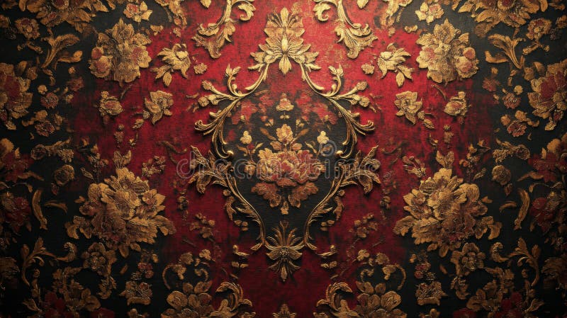 Red and Gold Ornate Floral Carpet Texture Stock Illustration ...