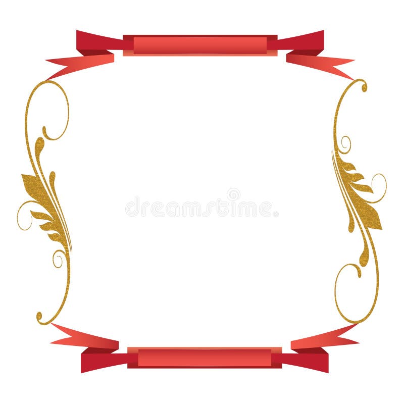 Red Gold Floral Swirls Dots Stock Illustration - Illustration of ...