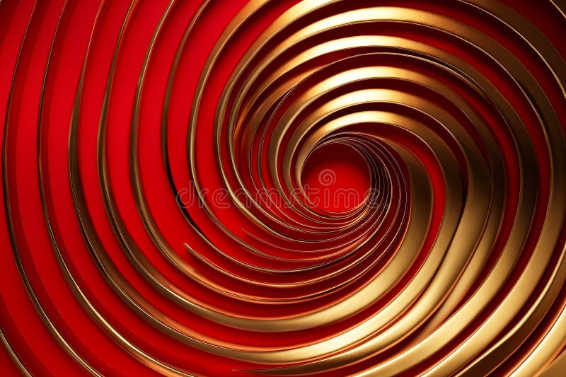 A Red and Gold Spiral Design with a Red Background Stock Image - Image ...