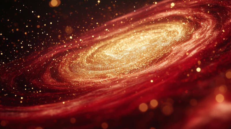 Red and Gold Spiral Galaxy Cosmic Dust and Stars Stock Illustration ...