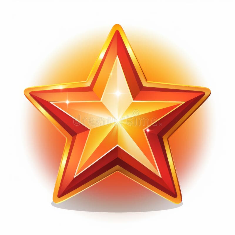 A Red and Gold Star Icon on a White Background Stock Illustration ...
